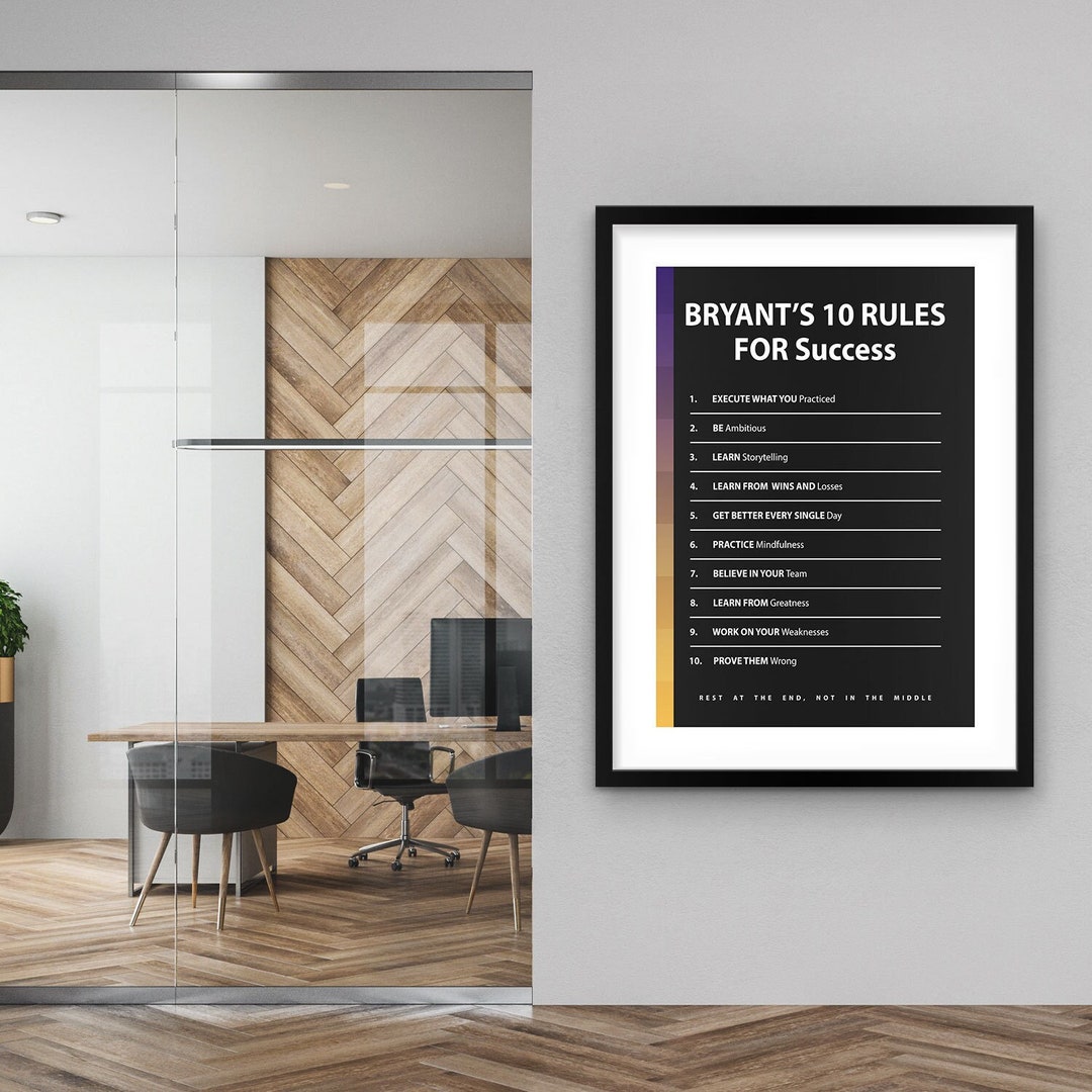 Kobe Bryant 10 Rules for Success Framed Poster: Mamba Mentality Office ...