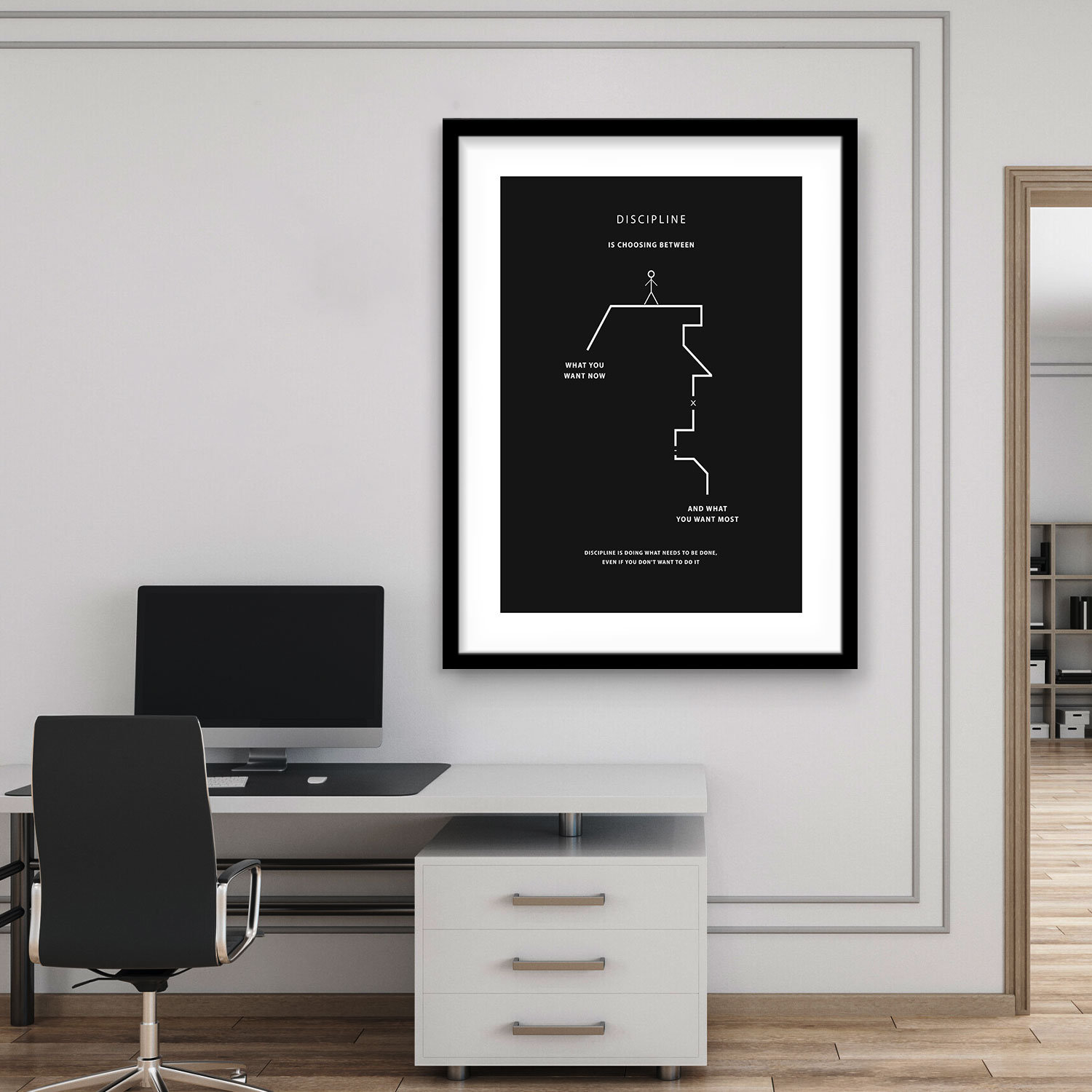 Discipline Motivational Modern Art Framed Poster Wall Art Office Decor ...