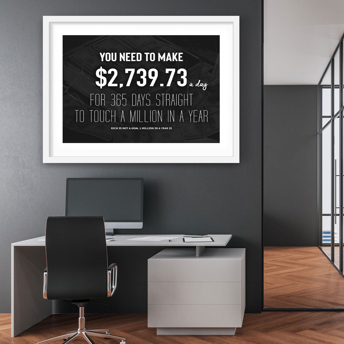 2,739 Usd A Day Print, Million in A Year Finance Office Decor Wall ...