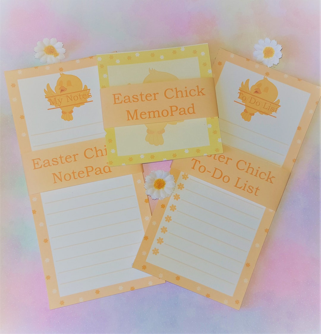 Easter Chick Stationary Bundle Memo Pad Notepad To-do List Digital Art ...