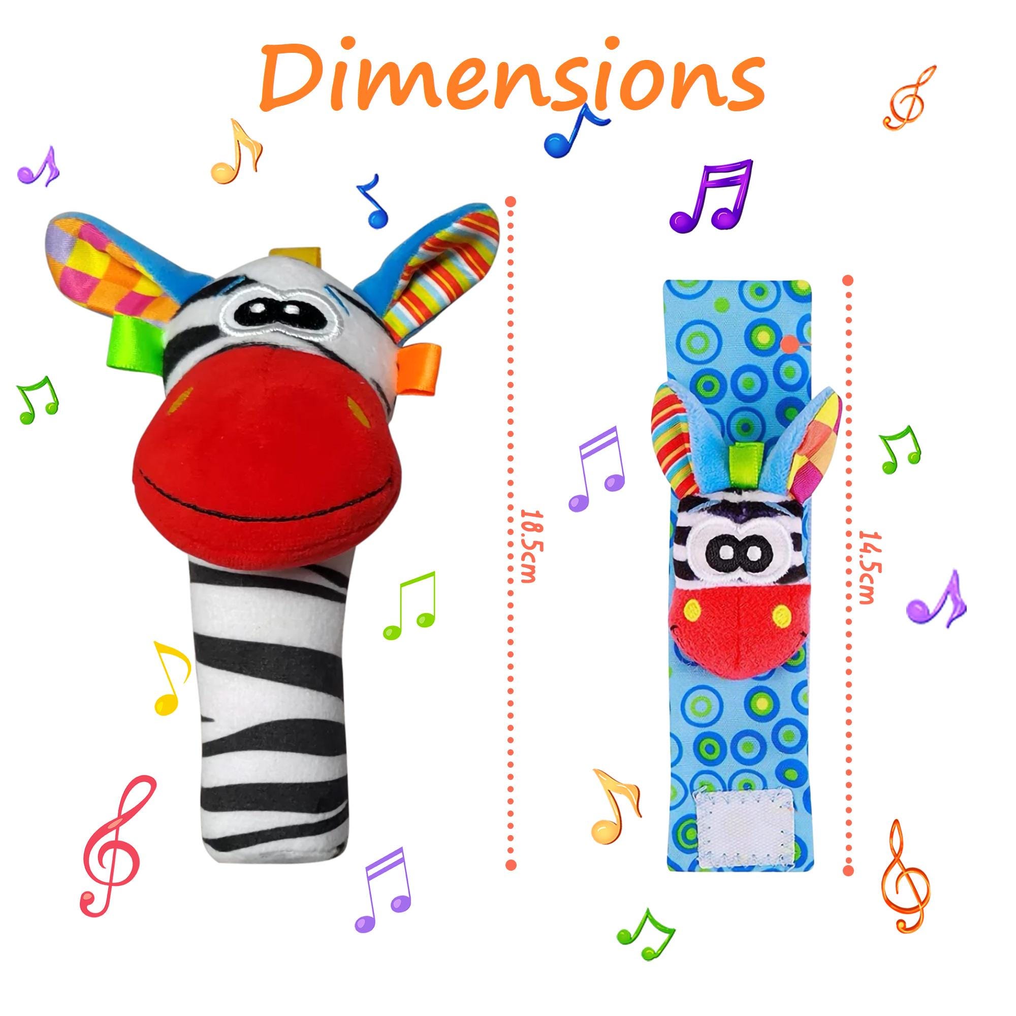 Deluxe Plush Colourful Baby Rattle Set, Playful Cute Luxury Wrist ...