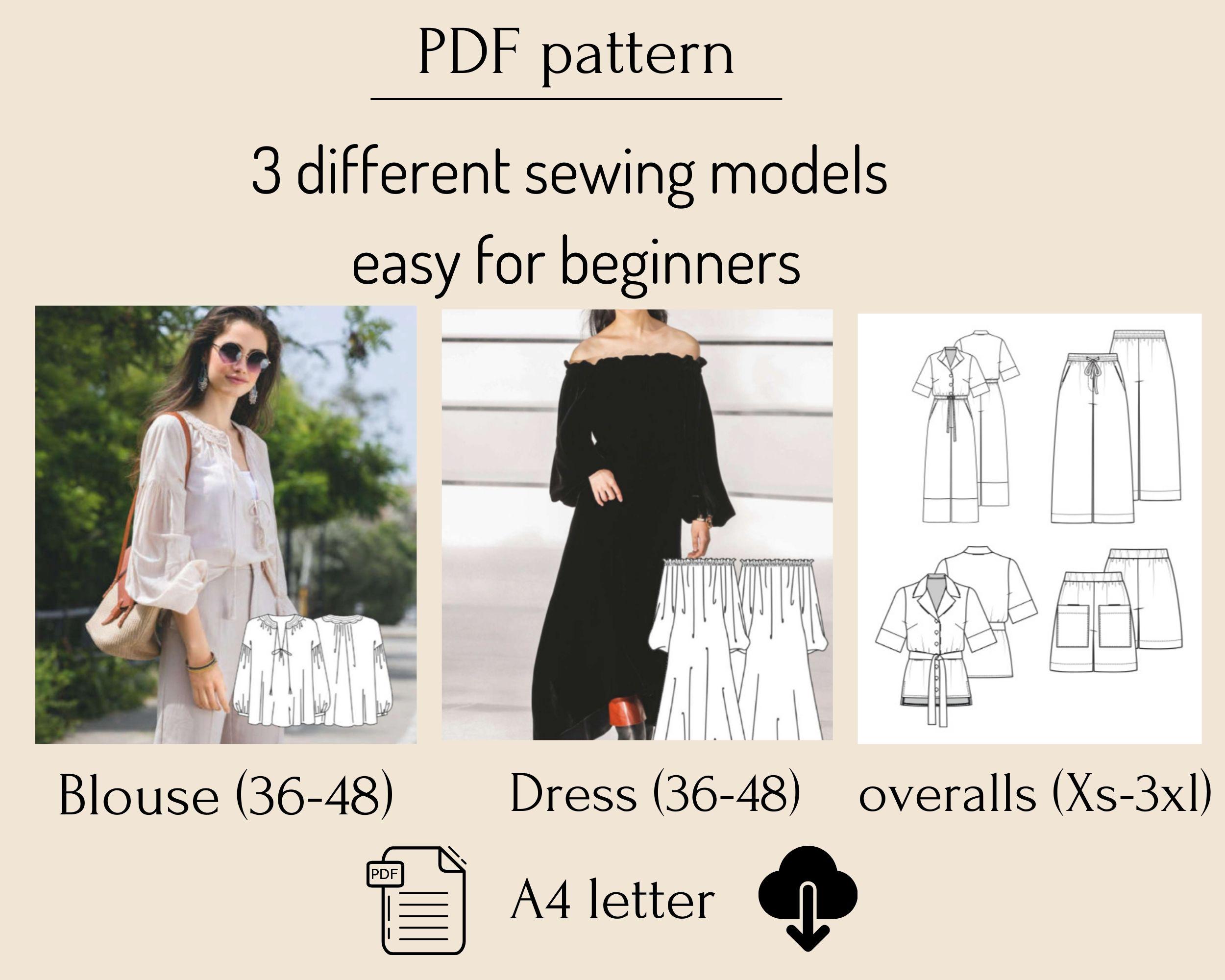 Dress Basic Pattern PDF, Blouse Pattern, Sewing Pattern , Easy Sewing ...