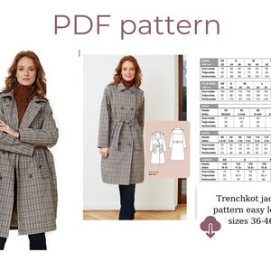Coat Basic Pattern PDF, Jacket Pattern, Sewing Pattern , Easy Sewing ...