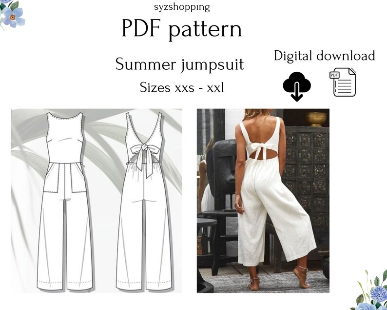 Jumpsuit Basic Pattern PDF, Jumpsuit Pattern, Sewing Pattern , Easy ...