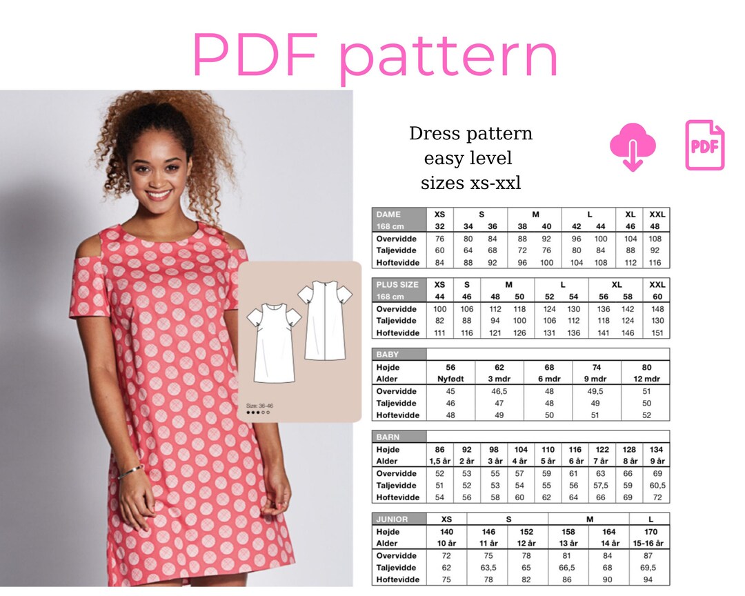 Dress Basic Pattern PDF, Dress Pattern, Sewing Pattern , Easy Sewing ...