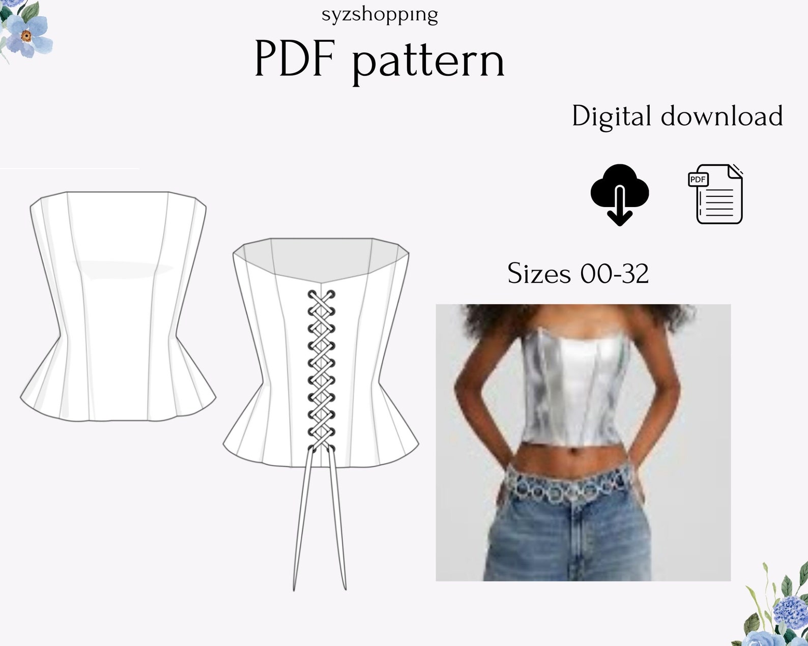 Corset Pattern PDF, Corset Base Pattern, Sewing Pattern , Easy Sewing ...