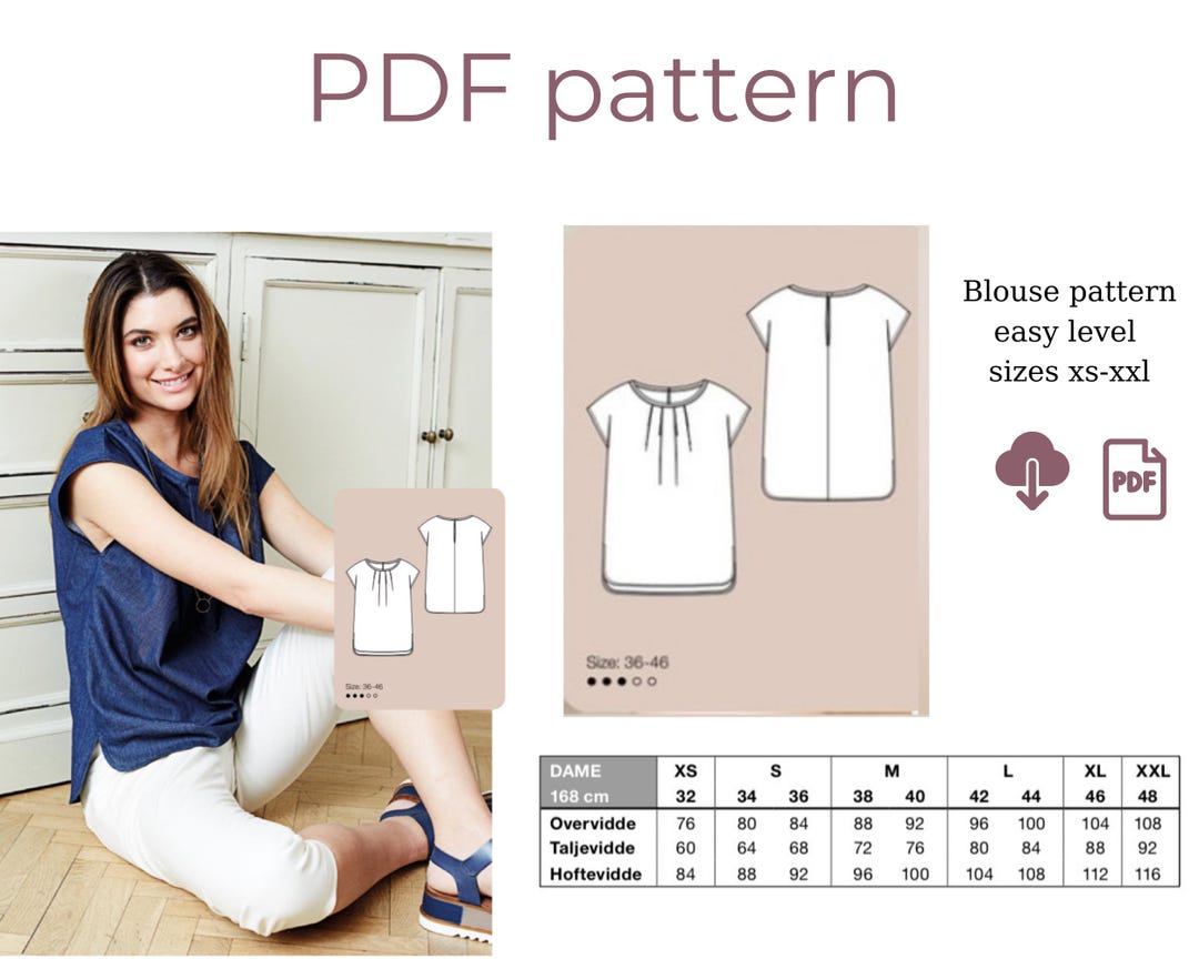 Easy Blouse Pattern PDF, Bustier Blouse Pattern, Sewing Pattern , Easy ...