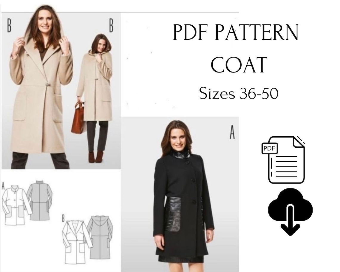 Coat Basic Pattern PDF, Jacket Pattern, Sewing Pattern , Easy Sewing ...