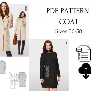 Coat Basic Pattern PDF, Jacket Pattern, Sewing Pattern , Easy Sewing ...