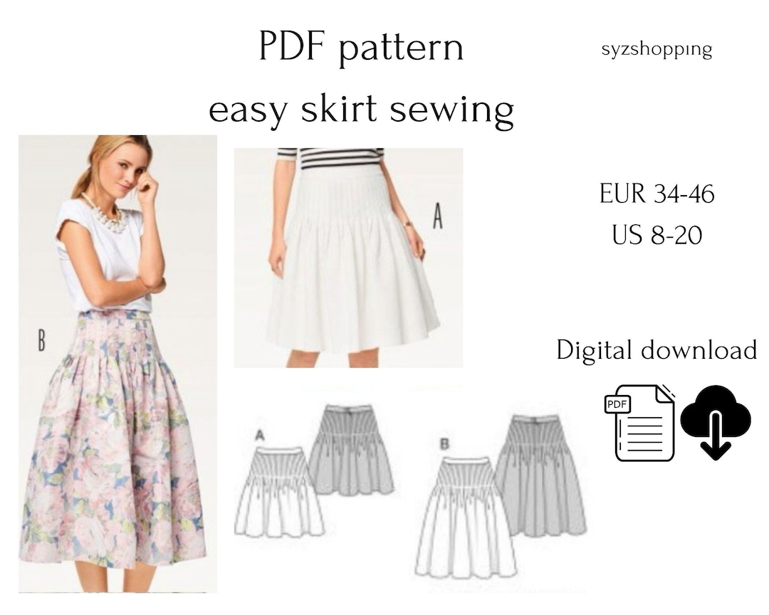 Skirt Basic Pattern PDF, Skirt Pattern, Sewing Pattern , Easy Sewing ...