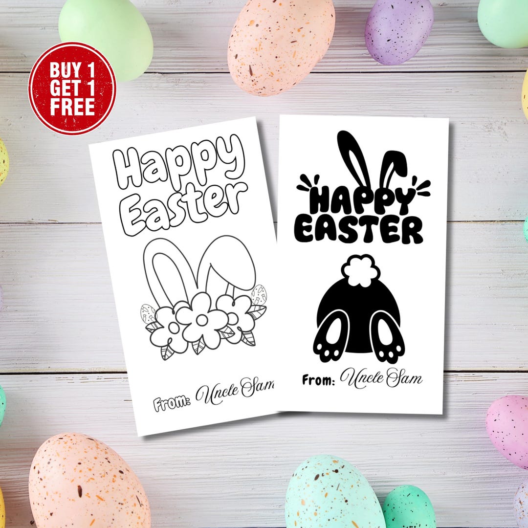 Easter Bunny Gift Tag, Personalized Bunny Cards Instant Download ...