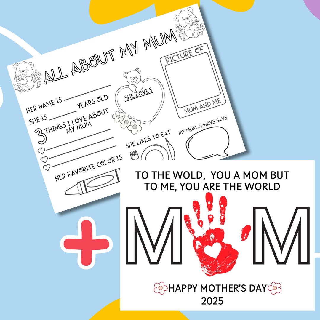 Mother's Day Printable Bundle - All About My Mum Worksheet & Handprint ...