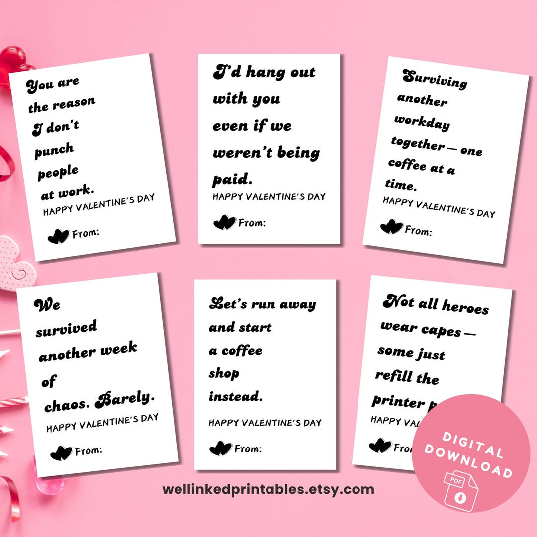 Funny Coworker Valentines Day Cards, Office Humor Printable Card ...