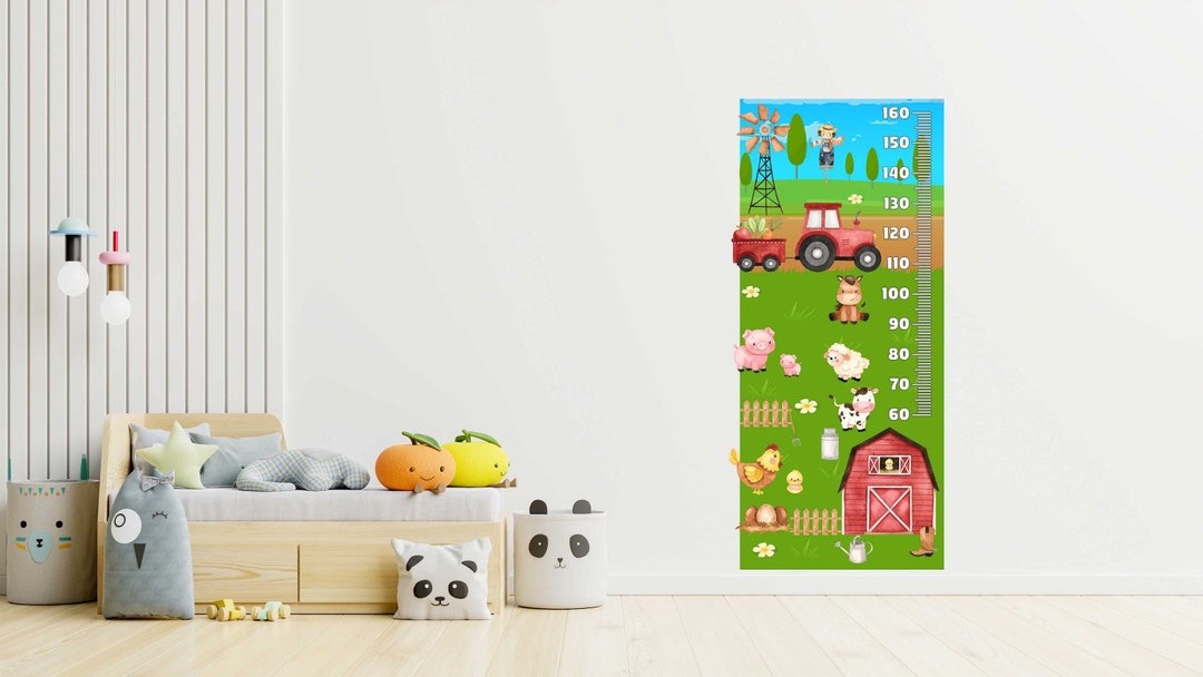 Farm Height Chart Decal, Tractor and Animals Growth Chart Sticker ...