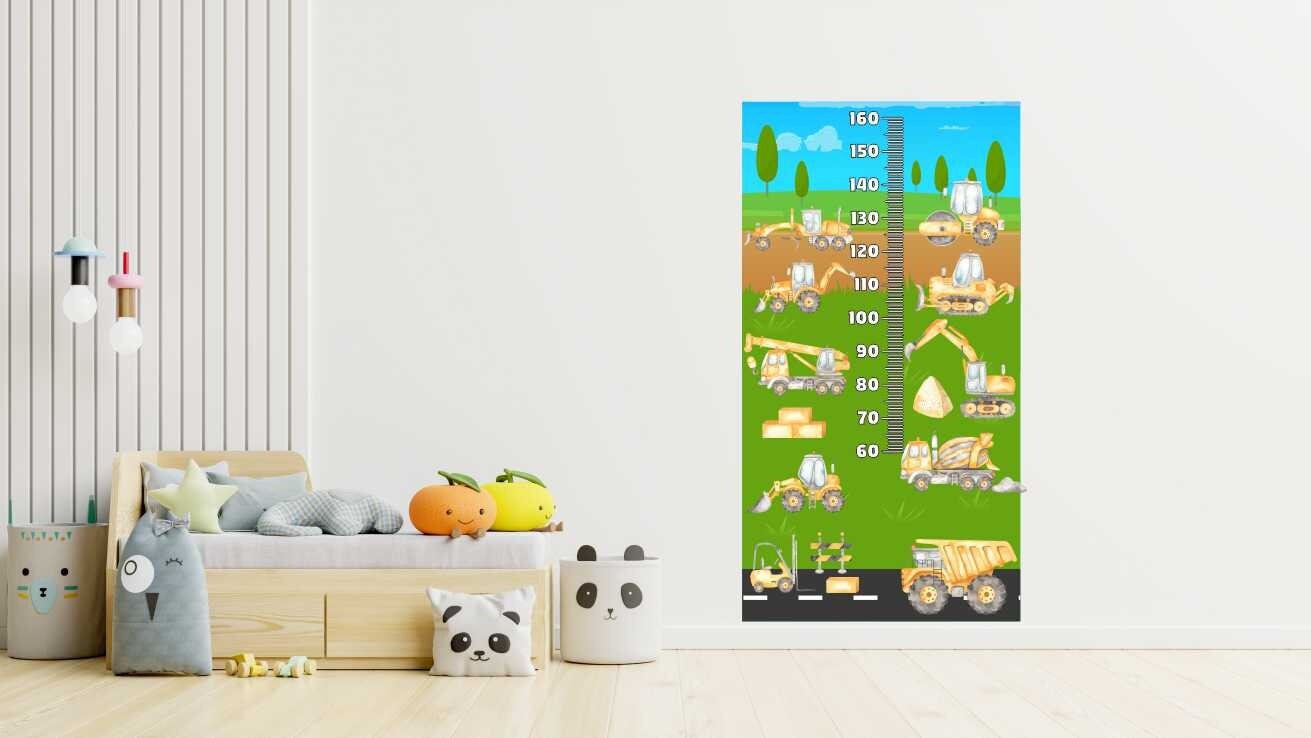 Construction Machines Height Chart Decal, Excavator Growth Chart ...