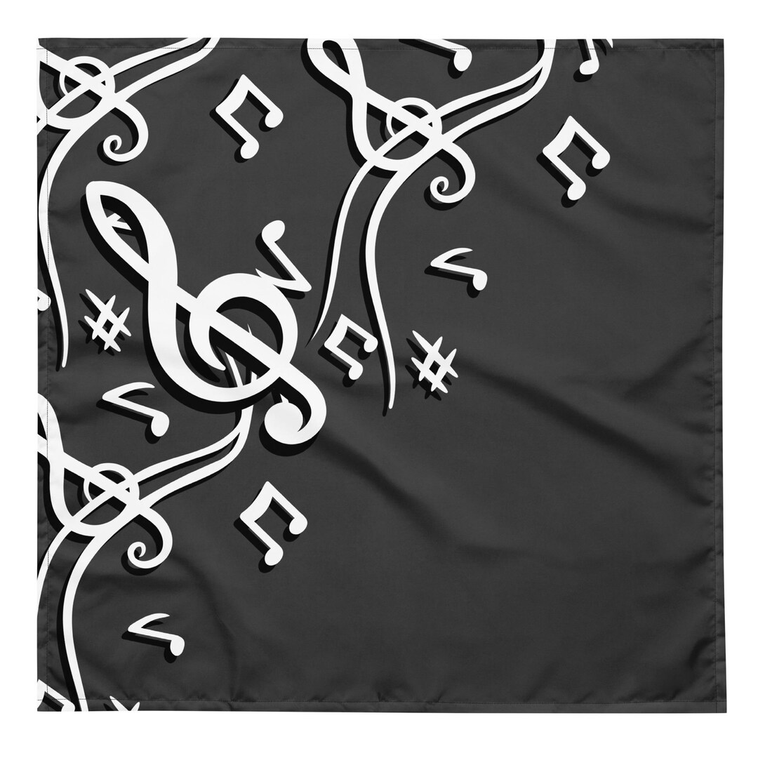Treble Clef & Musical Note Print Gray Bandana - Etsy