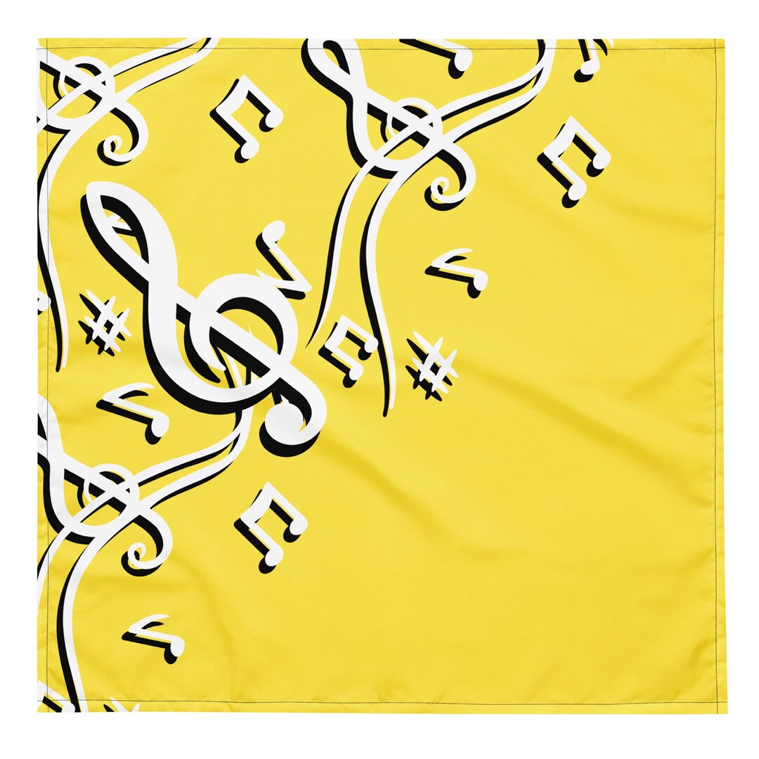 Treble Clef & Musical Note Print Yellow Bandana - Etsy