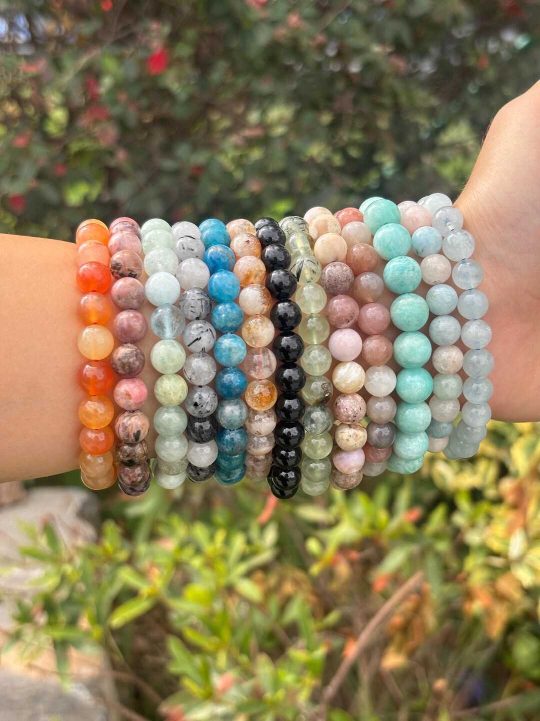 Healing Natural Stone Beaded Bracelet With 13 Different Variations. 6mm ...