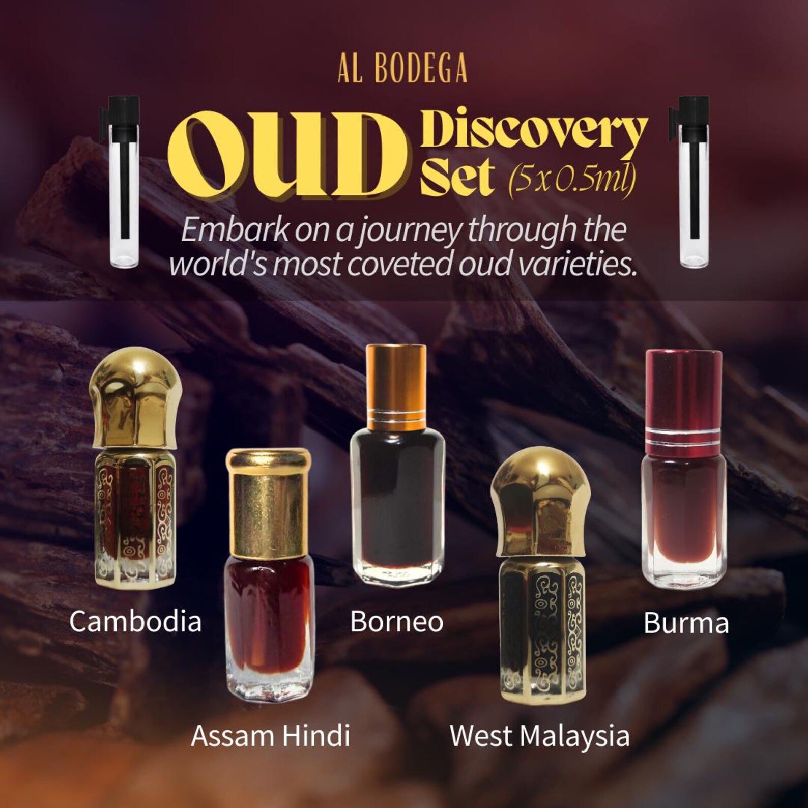 Oud Discovery Set- Malaysia, Cambodia, India, Burma, Borneo Oud Oil ...