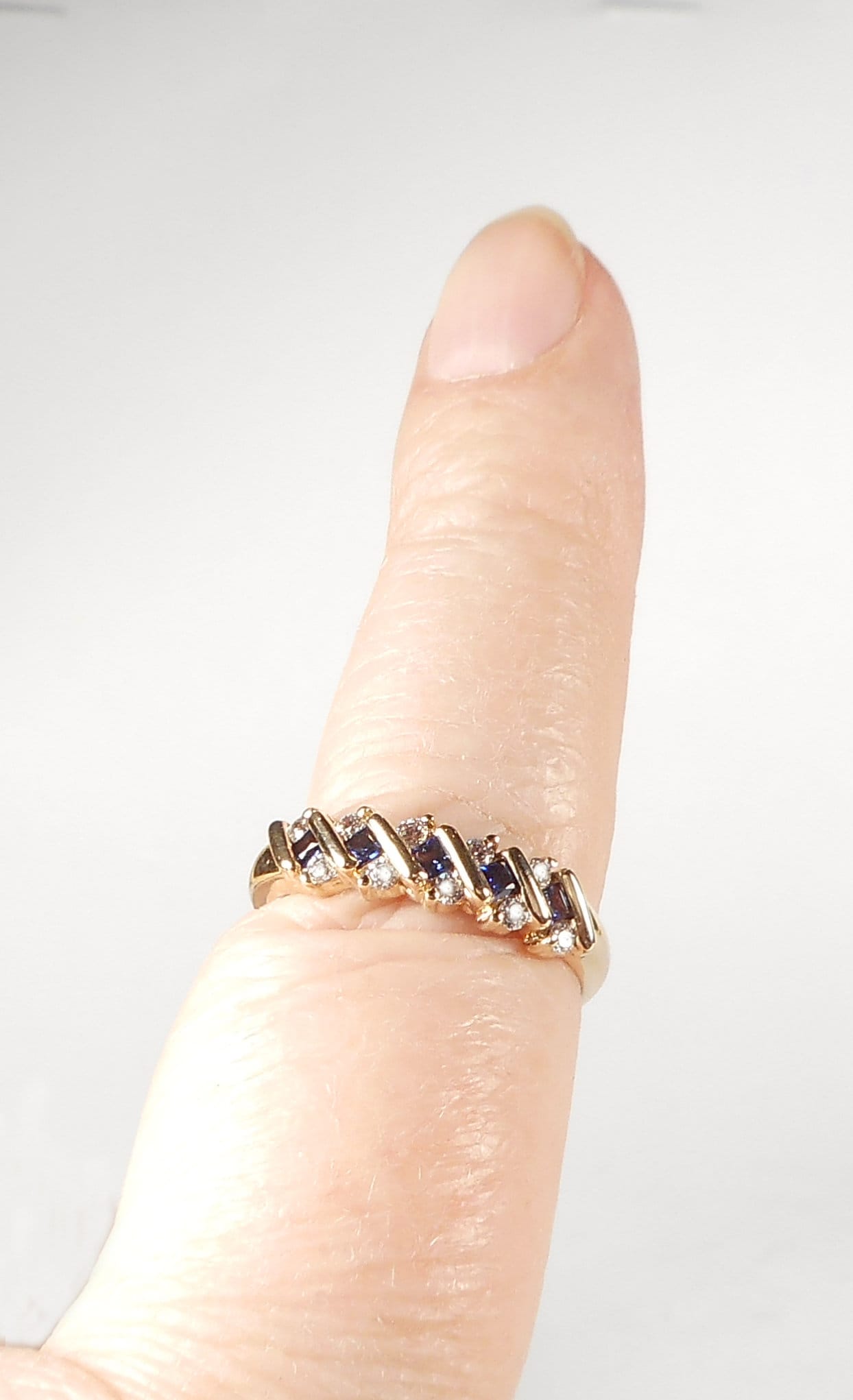 10K Lab Sapphire Dia Ring - Etsy