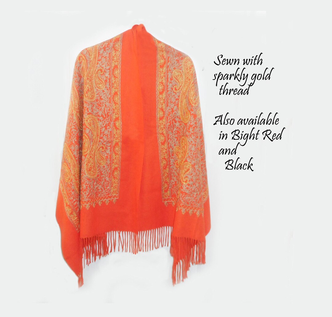 Tangerine Gold Winter Shawl - Etsy