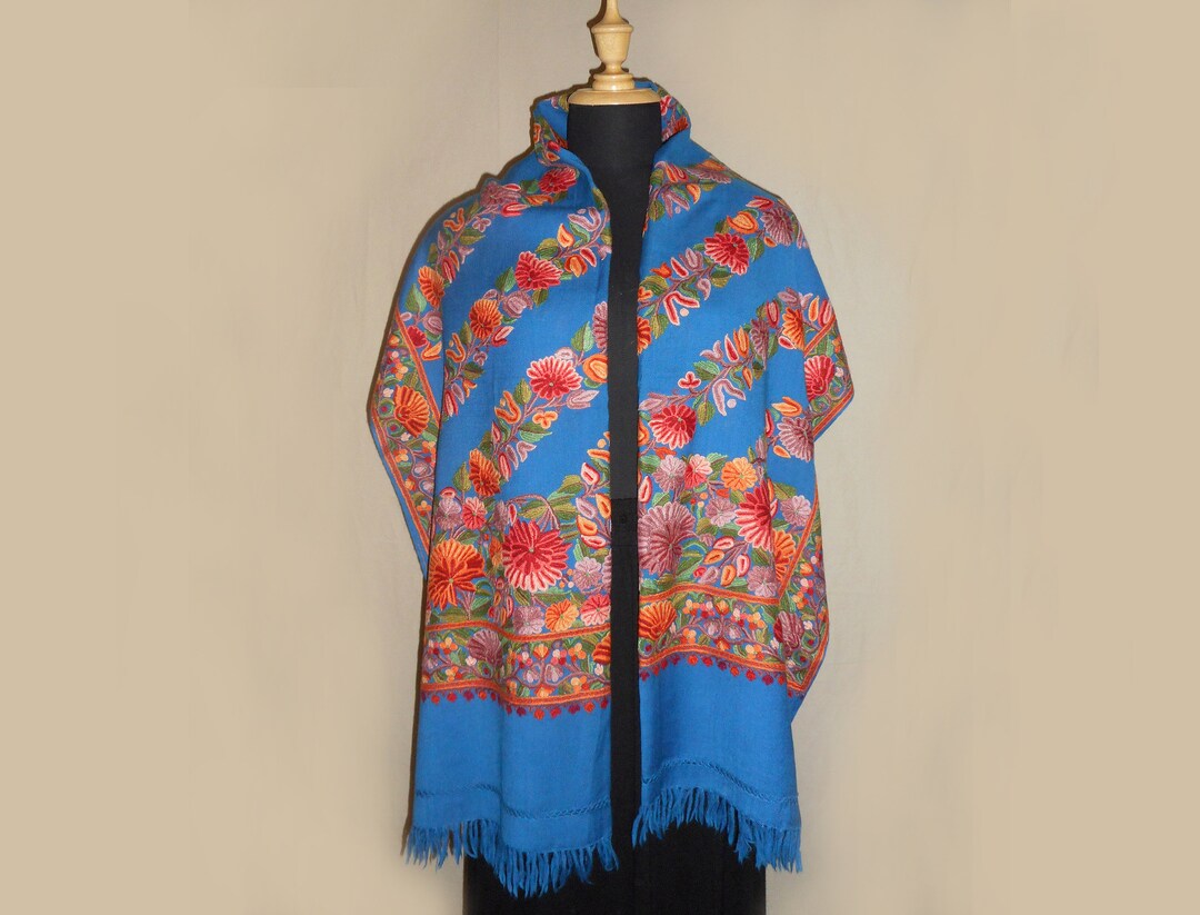 Blue Diagonal Shawl - Etsy