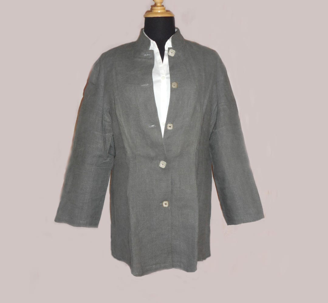Vivio Grey Linen Jacket - Etsy
