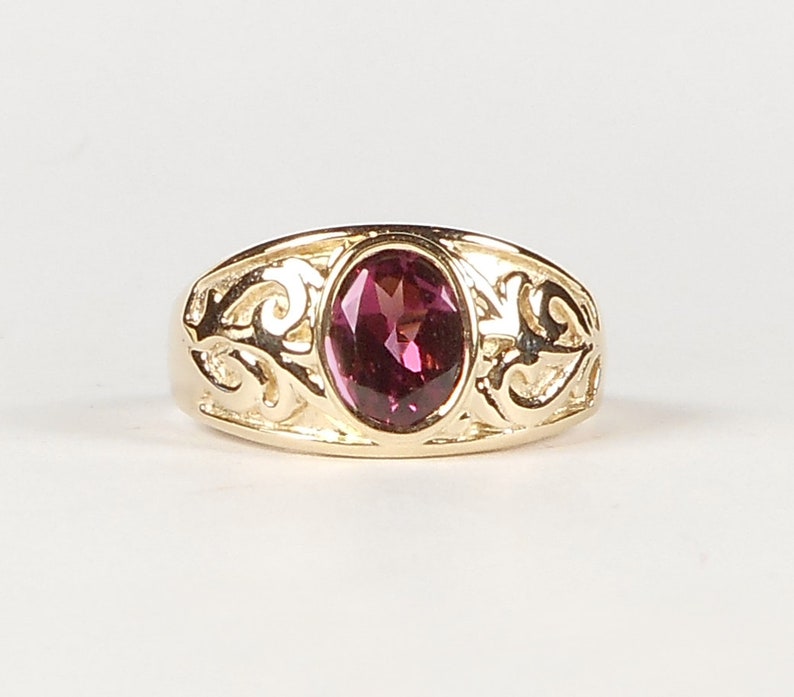 14K Rose Garnet Ring - Etsy