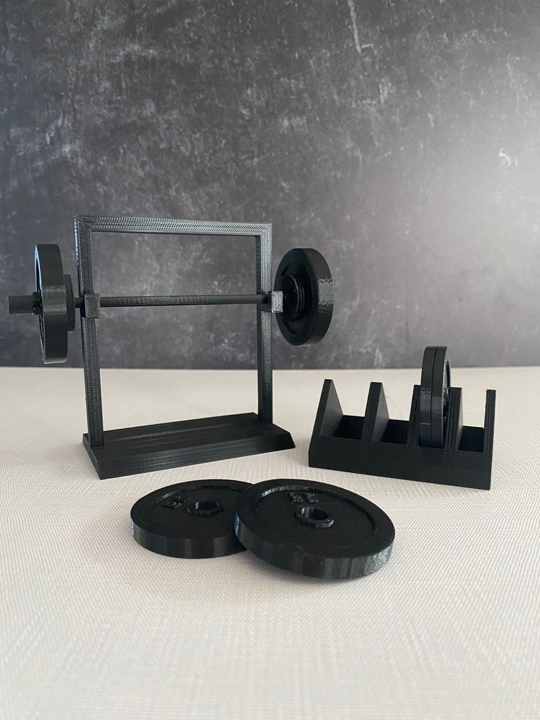 Miniature Desk Accessory Barbell Set barbell, Plates, Squat Rack and ...