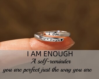I Am Enough Sterling Silver Ring A Self-reminder Ring - Etsy