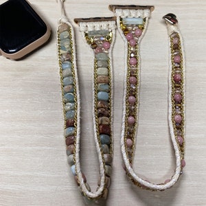 Beaded Stone Apple Watch Bandwrap Watch Band Bracelet for - Etsy
