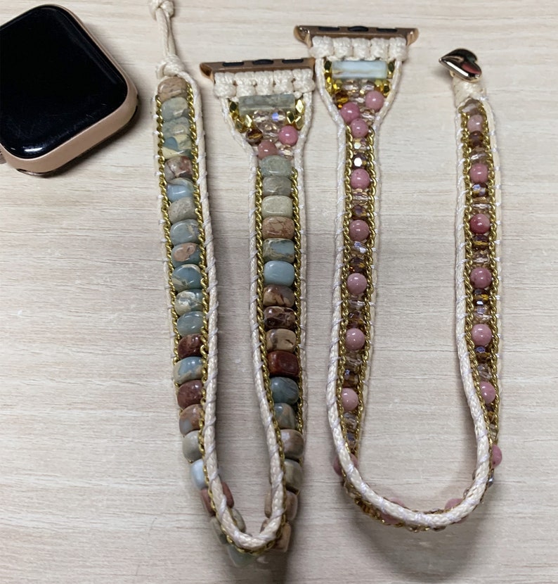 Beaded Stone Apple Watch Bandwrap Watch Band Bracelet for - Etsy