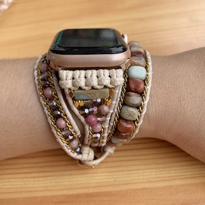 Beaded Stone Apple Watch Bandwrap Watch Band Bracelet for - Etsy