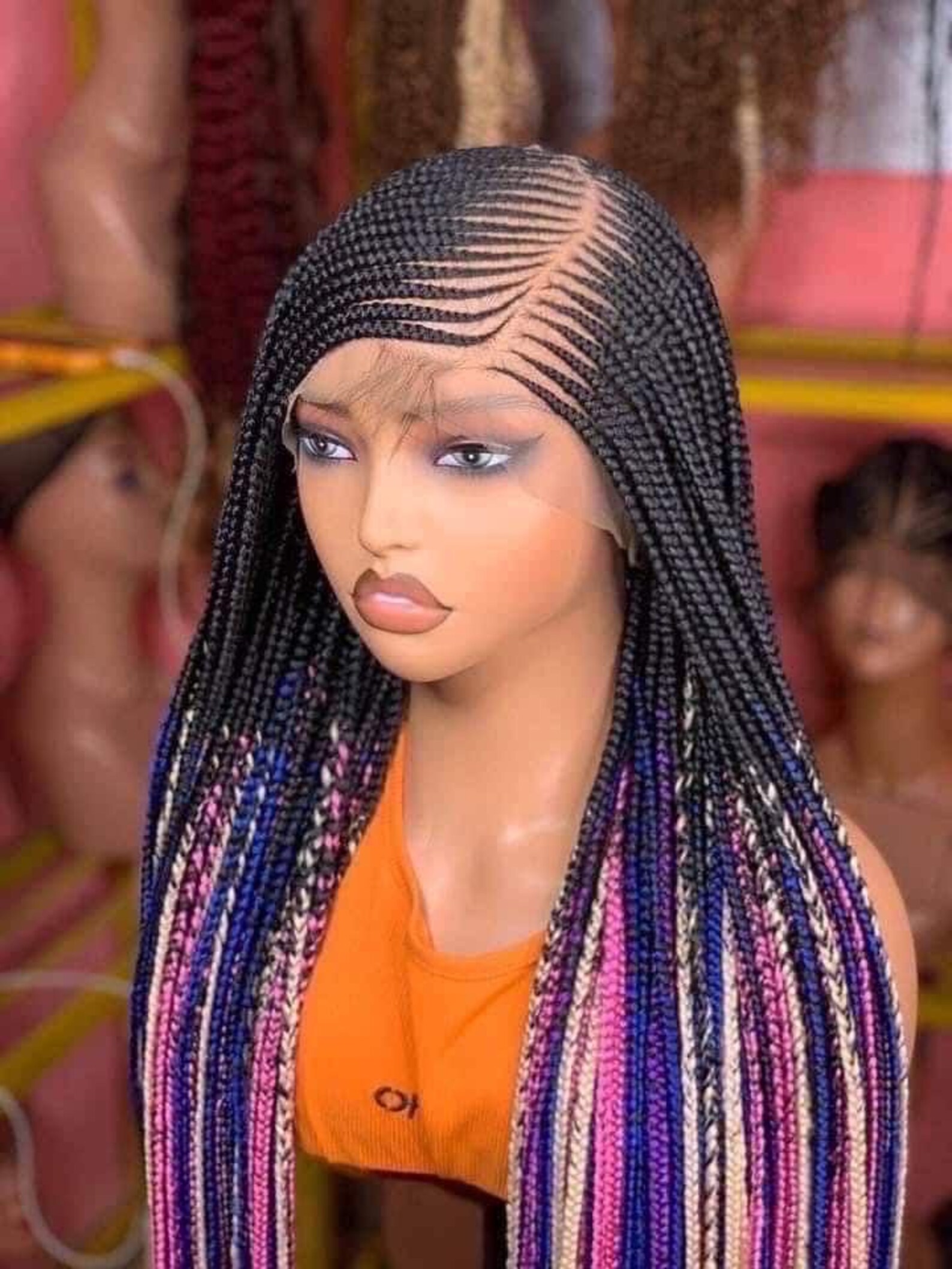 Cornrow Braided Wig, Braided Wigs, Braided Wigs for Black Women ...