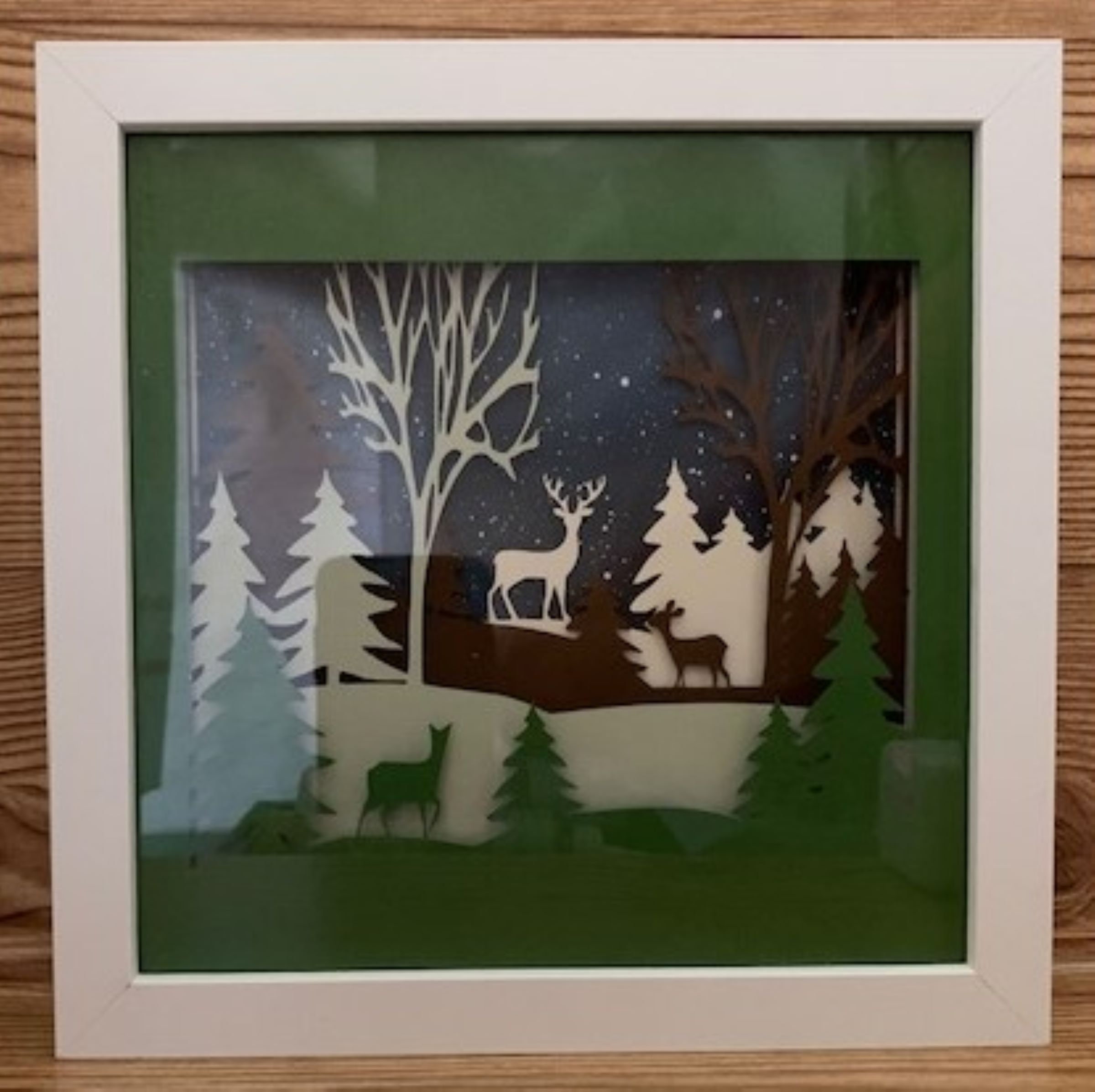 3D Light Shadow Box SVG, Deer, Forest, Trees, 3D Paper Cut Template ...