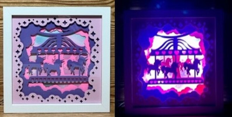 3D Light Shadow Box SVG, Carousel SVG, 3D Paper Cut Template, SVG Files ...