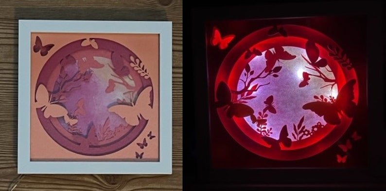 3D Lit Shadow Box SVG, Butterflies, Flowers, Spring, 3D Paper Cut ...