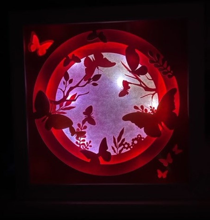 3D Lit Shadow Box SVG, Butterflies, Flowers, Spring, 3D Paper Cut ...