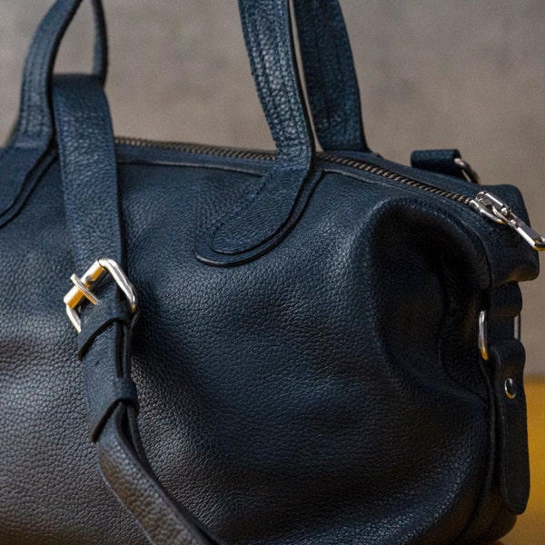 Navy Leather Bag - Etsy