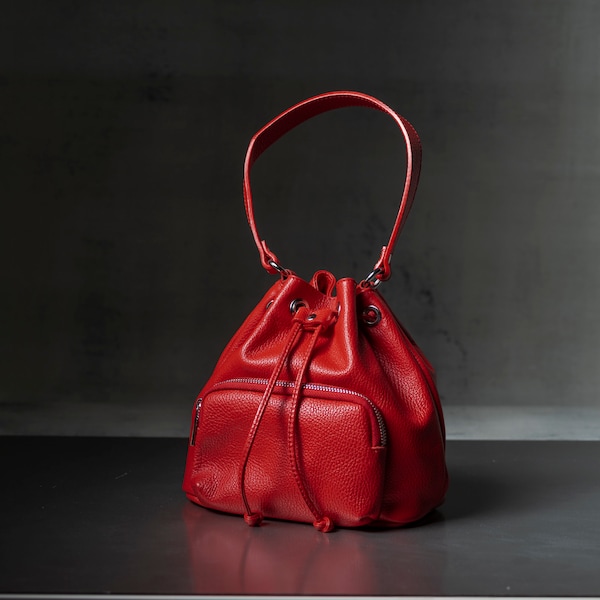 Red Leather Bag - Etsy