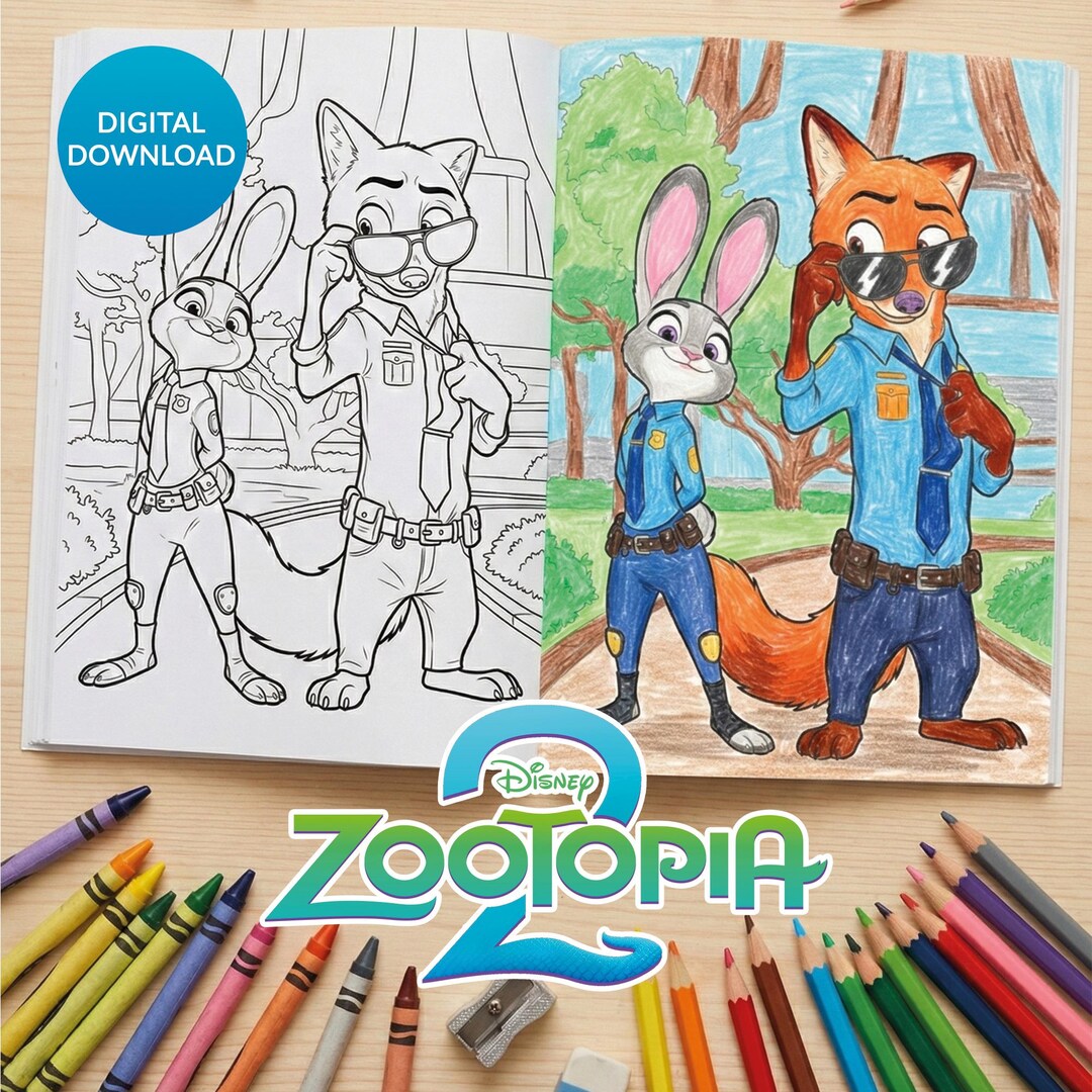 Zootopia 2 Coloring Book - Digital Printable Pages Pdf - Etsy