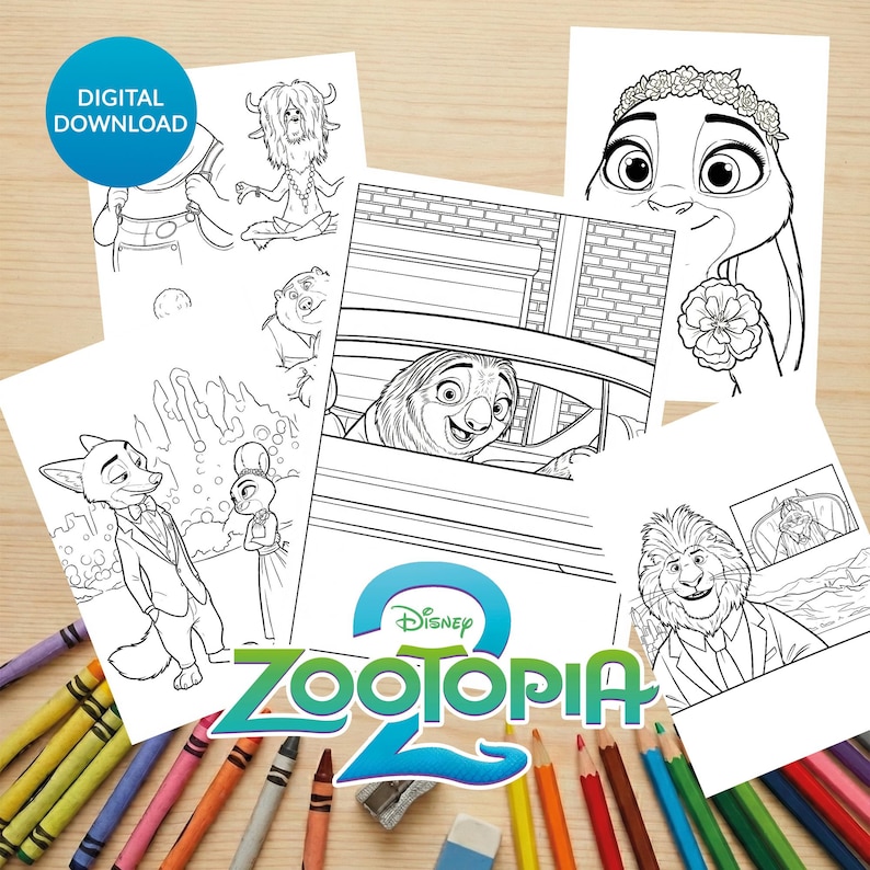 Zootopia 2 Coloring Book - Digital Printable Pages Pdf - Etsy