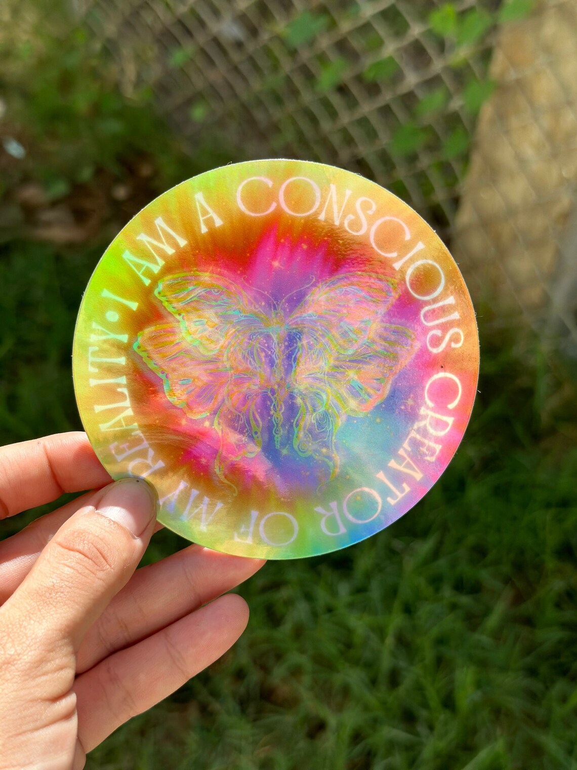Conscious Creator Holographic Sticker - Rainbow Sticker, Holographic ...