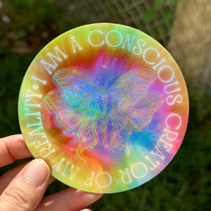 Conscious Creator Holographic Sticker - Rainbow Sticker, Holographic ...