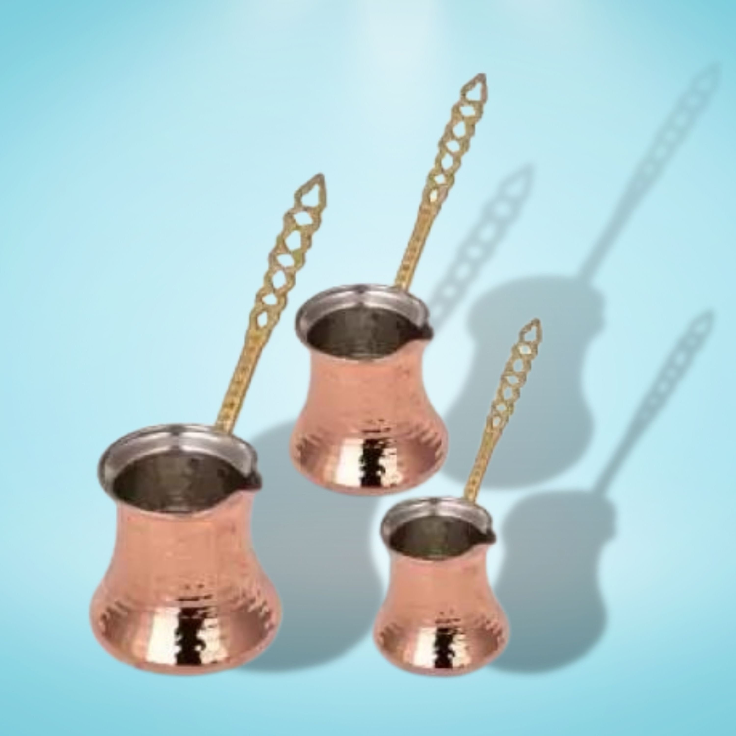 Copper Coffee Pot Cezve Exotic Views for 1-2-3-4-5-6-7 Person or Set 0. ...