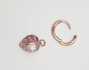 Pandora rose pink murano glass leaf hoop earrings store