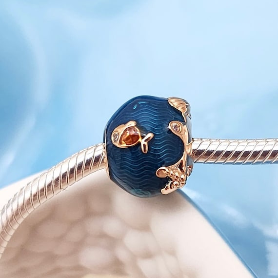 Pandora Nemo Charm Shimmering Ocean Waves & Fish - Gem