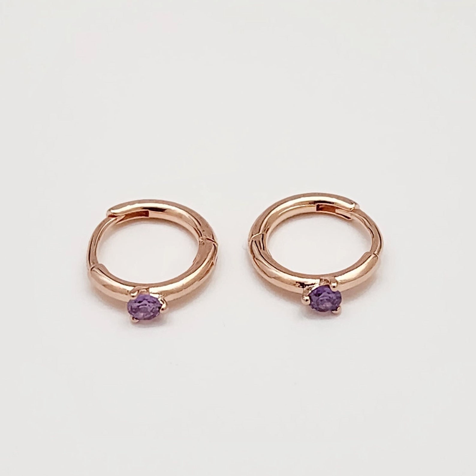 Pandora Solitaire Huggie Hoop Earrings, 14K Rose Gold Plated, Sterling ...