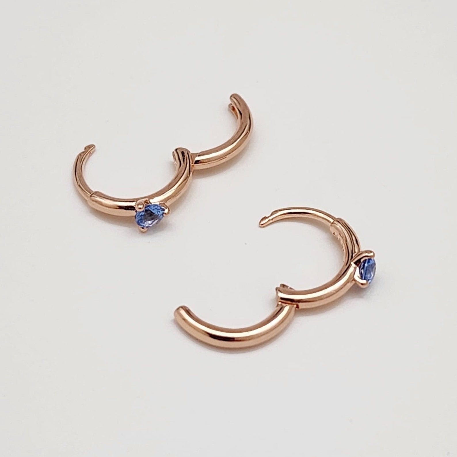 Pandora Solitaire Huggie Hoop Earrings, 14K Rose Gold Plated, Sterling ...