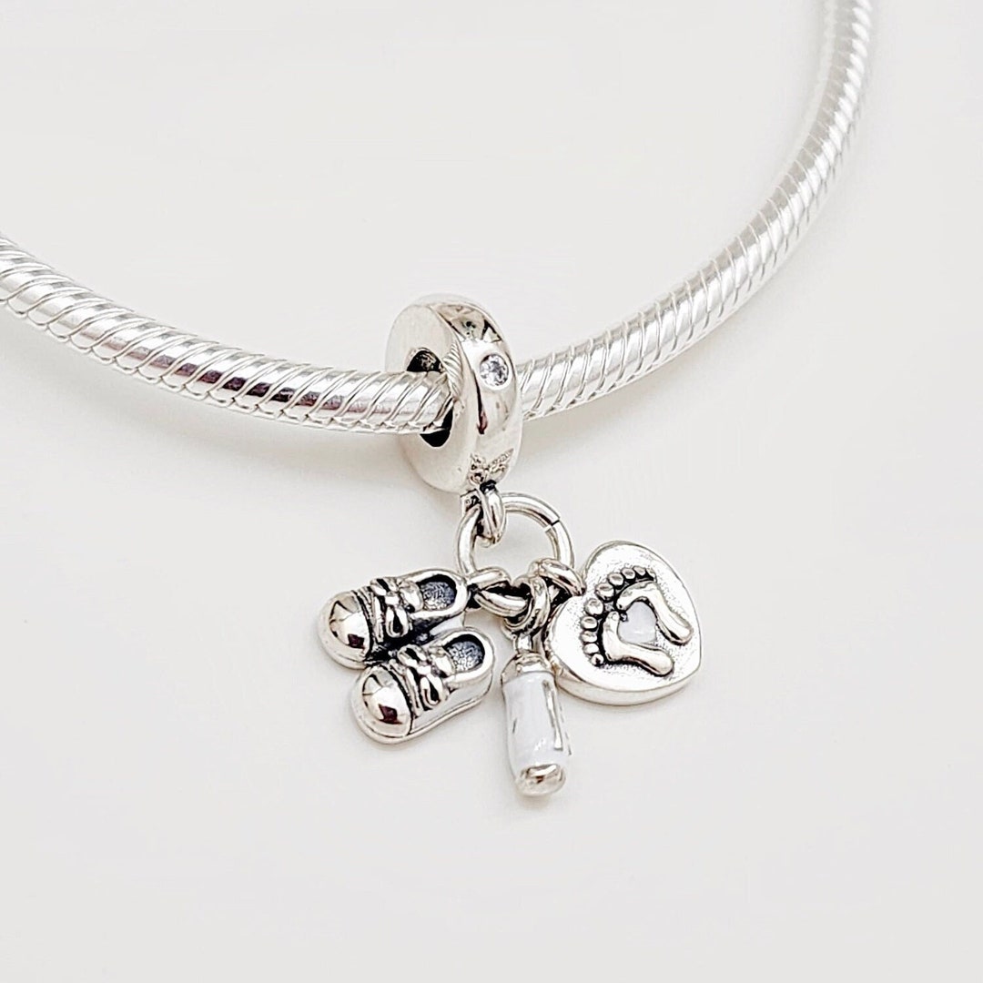 Pandora Baby Bottle and Shoe Dangle Charm Pandora Bracelets Newborn ...